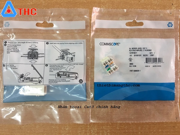 Nhân thoại cat3 Commscope, ổ cắm thoại cat3, module jack cat3 Commscope ...