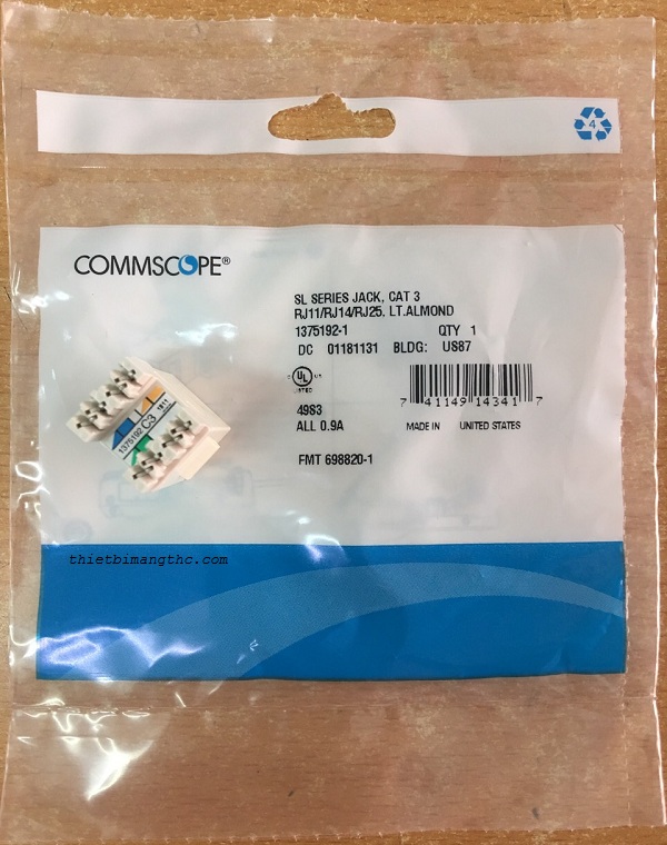 Nhân thoại cat3 Commscope, ổ cắm thoại cat3, module jack cat3 Commscope ...